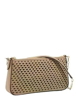 Michael Kors Empire Woven Leather Shoulder Bag - Neutrals