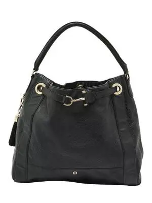 AIGNER Cavallina Leather Shoulder Bag - Black