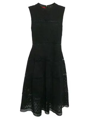 CAROLINA HERRERA Carolina Herrera Vintage Black Open-Knit Sleeveless Midi Dress