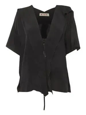 Marni Ruffled Zip-front Blouse - Black