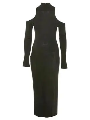 Balmain Cold-shoulder Wool Maxi Dress - Black