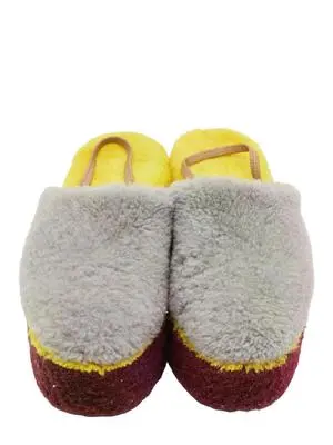 Fendi Shearling Platform Mules - Grey