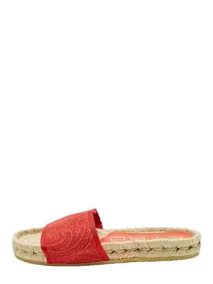 Etro Paisley Print Espadrille Slides - Red