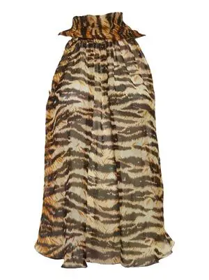 Dolce & Gabbana Tiger-print Silk Blouse - Brown