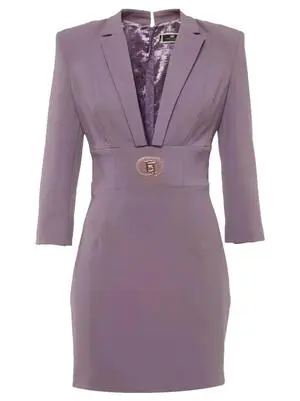 Elisabetta Franchi Crepe V-neck Mini Dress - Purple