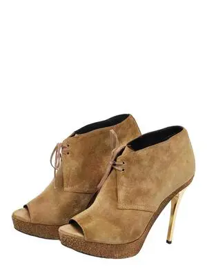 BURBERRY Burberry Peep-Toe Lace-Up Stiletto Boots