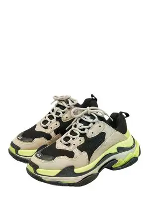 Balenciaga Triple S Mesh And Nubuck Leather Sneakers - Black