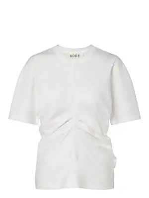 RÓHE Röhe Gathered Cotton And Silk-blend T-shirt - White