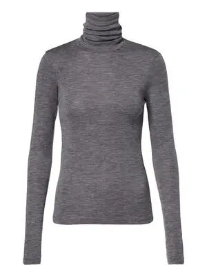 RÓHE Wool Jersey Turtleneck Top - Grey