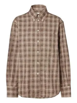 RÓHE Checked Boucle Cotton And Silk-blend Overshirt - Brown