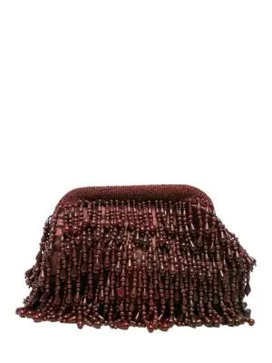 SIMONMILLER Beaded Fringe Clutch Bag - Brown