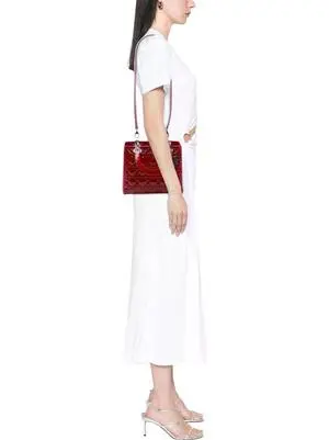 Dior 2011 Medium Patent Cannage Lady Satchel - Red