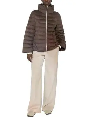 Herno Quilted Suede-effect Jacket - Brown