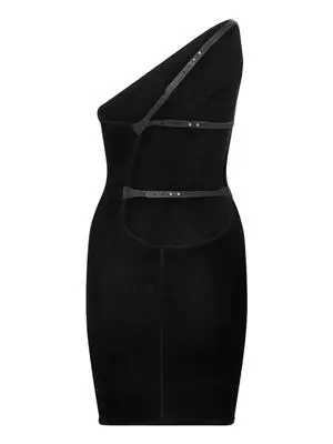 Dsquared2 One-shoulder Mini Jersey Dress With Open Back Detail - Black