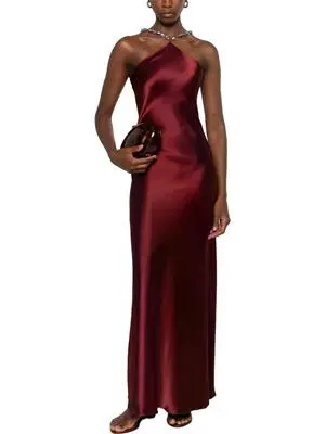 Staud Cadence Beaded Halterneck Maxi Dress - Red