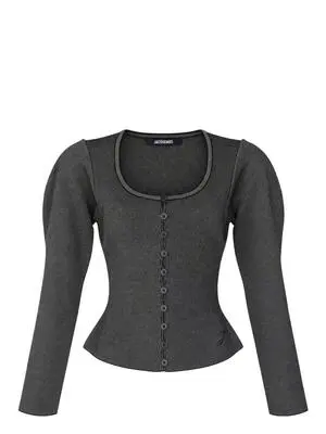 Jacquemus Sera Button-up Scoop Neck Cardigan - Grey