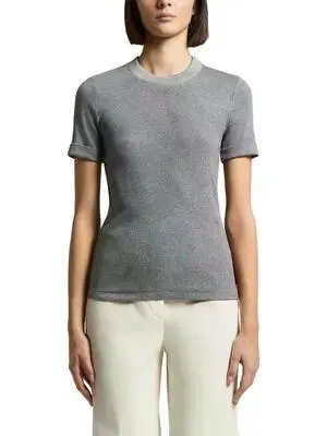 Peserico Ribbed-knit Short-sleeve T-shirt - Grey