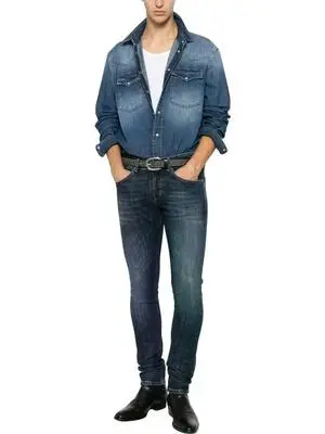 DONDUP Faded-effect Western-yoke Shirt - Blue