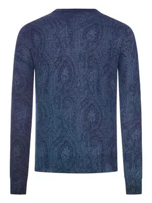 Etro Paisley Print Long Sleeve Sweater - Blue