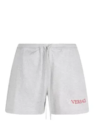 Versace Logo-embroidered Track Shorts - Grey
