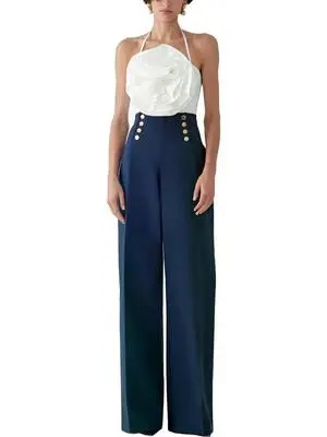 Carolina Herrera Halterneck Rosette Detail Top - Blue