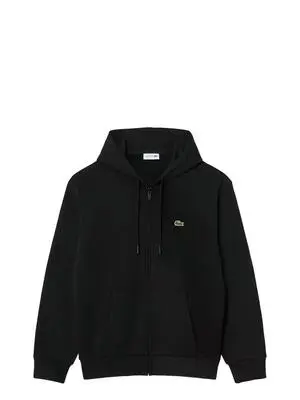 Lacoste Full Zip Hoodie With Logo - Black