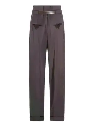 Attico Belted Pleated Trousers - Grey