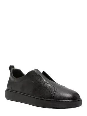 Santoni Santoni Grainy Leather Slip-On Sneakers Black