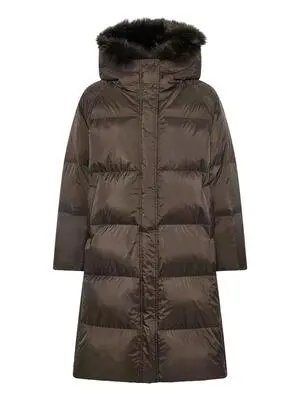 YVES SALOMON Shearling-trim Quilted Coat - Brown