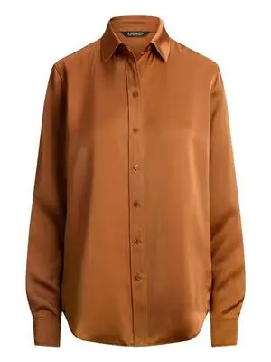 Ralph Lauren Satin Charmeuse Shirt Brown