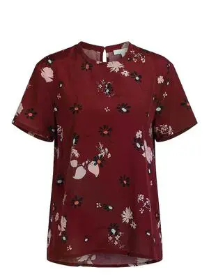 Valentino Garavani Short Sleeve Floral Print Blouse - Red