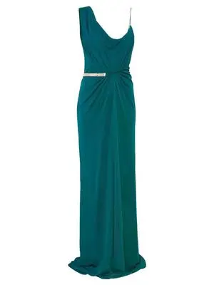 TOM FORD Asymmetric Draped Evening Maxi Dress - Green