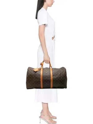 LOUIS VUITTON Monogram Keepall 55 Travel Bag - Brown