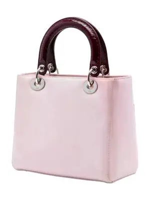 Dior Calfskin Patent Embroidered Heart Lady Satchel - Pink
