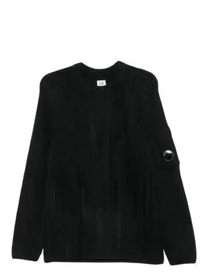 C.P. COMPANY Ribbed-knit Sweater With Lens Detail - Black