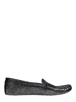 TOD'S Metallic Penny Slot Loafers - Silver
