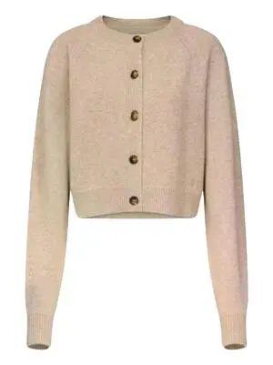 Loulou De Saison Heike Ribbed-knit Cropped Cardigan - Neutrals