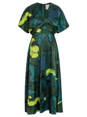 ROKSANDA Sadee Abstract Print Midi Dress - Green