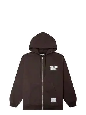 NEIGHBORHOOD Logo Print Zip-up Hoodie - Brown