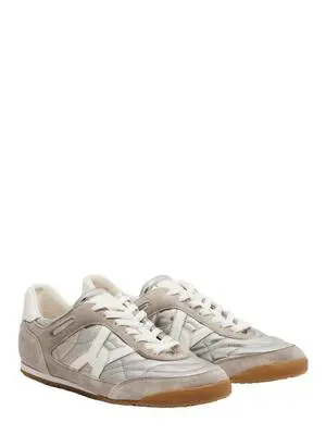 Veronica Beard Quilted Suede-trimmed Leather Sneakers - Silver