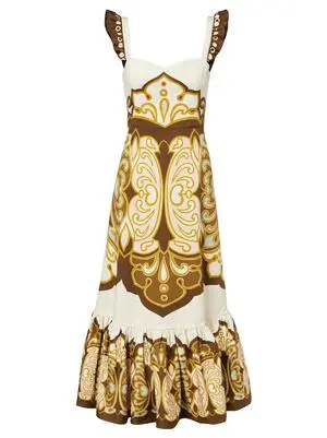 La DoubleJ Gingerbread Cotton-blend Midi Dress - Multicoloured