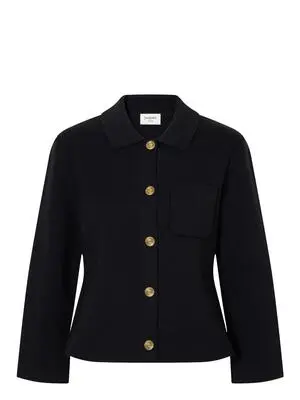 Saint Laurent Cropped Wool Jacket - Black