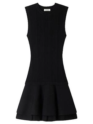 Sandro Sleeveless Ruffle-hem Knitted Mini Dress - Black