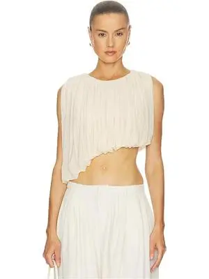 Ronny Kobo Asymmetric Georgette Top - Ivory
