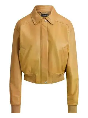 Ralph Lauren Lambskin Leather Flight Jacket - Neutrals