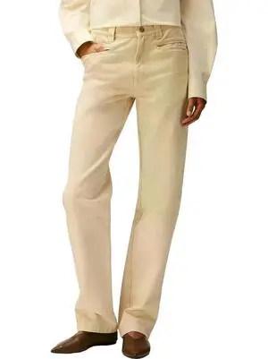 RETORI Retroi Embroidered Waistband Jeans - Neutrals