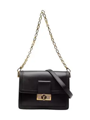 LOUIS VUITTON Calfskin Leather Dauphine Mm Shoulder Bag - Black