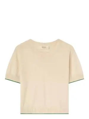 RETORI Retro'i Stripe-trim Knitted T-shirt - Neutrals