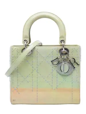 Dior Medium Patent Cannage Lady Satchel - Green