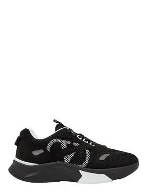 Valentino Garavani Panelled Mesh And Suede Sneakers - Black
